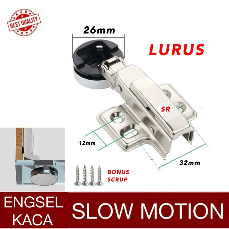 Jual Engsel Kaca/ Engsel Sendok Kaca ( Lurus ) Slow Motion/ Hidrolik ...