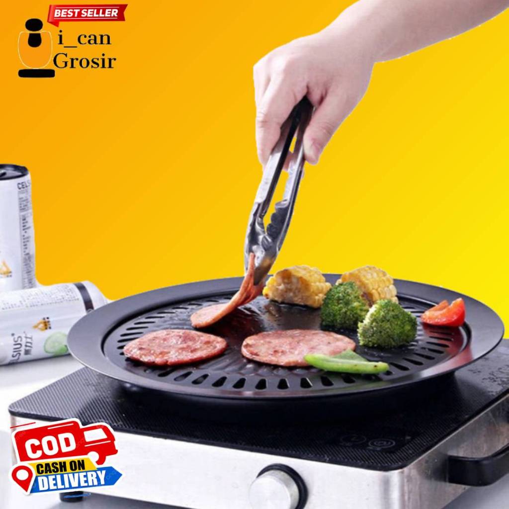 Jual Panggangan BBQ Bulat 32Cm Ultra Grill Pan Plate Smokeless Anti ...
