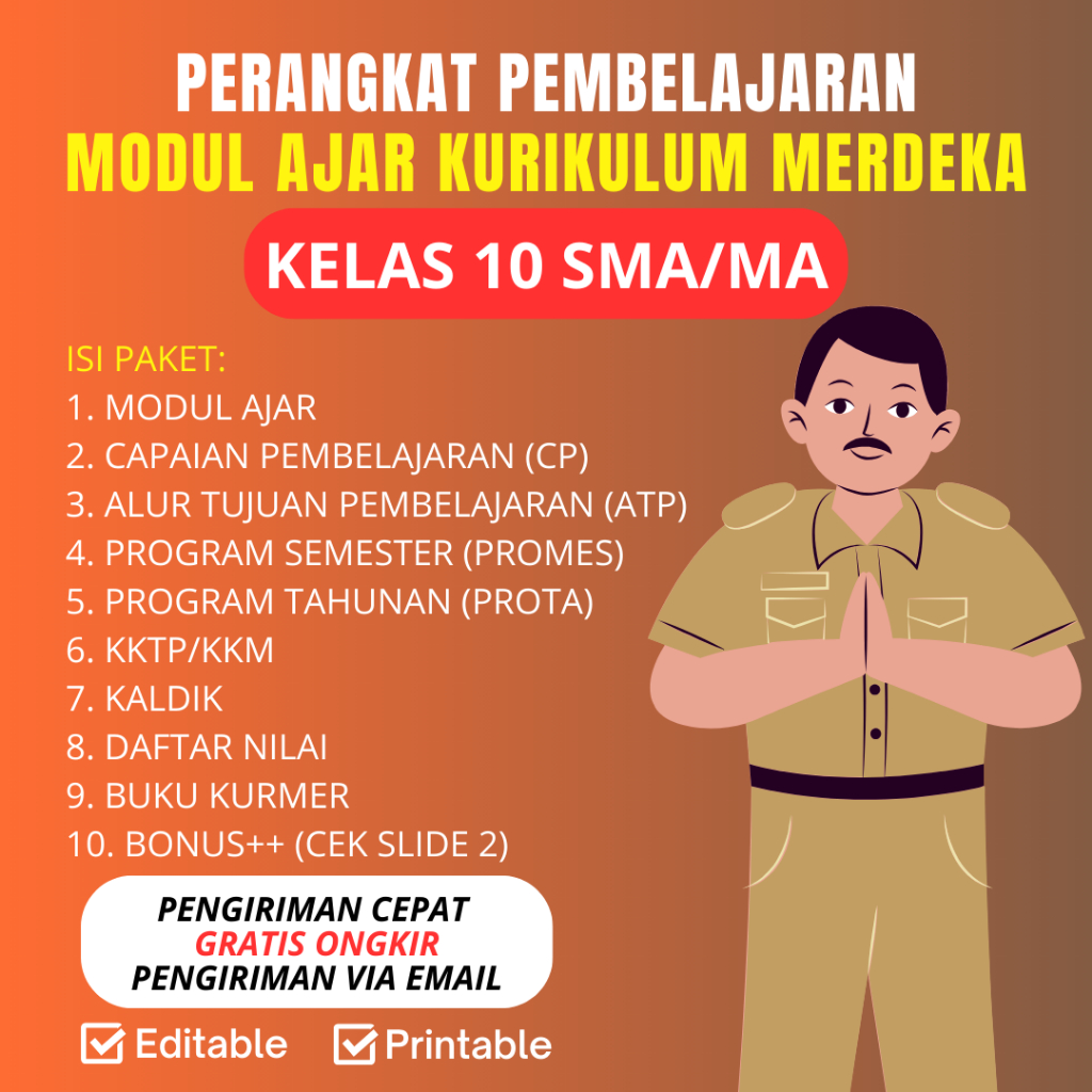Jual PERANGKAT RPP MODUL AJAR KURMER KELAS 10 SMA/MA KURIKULUM MERDEKA ...