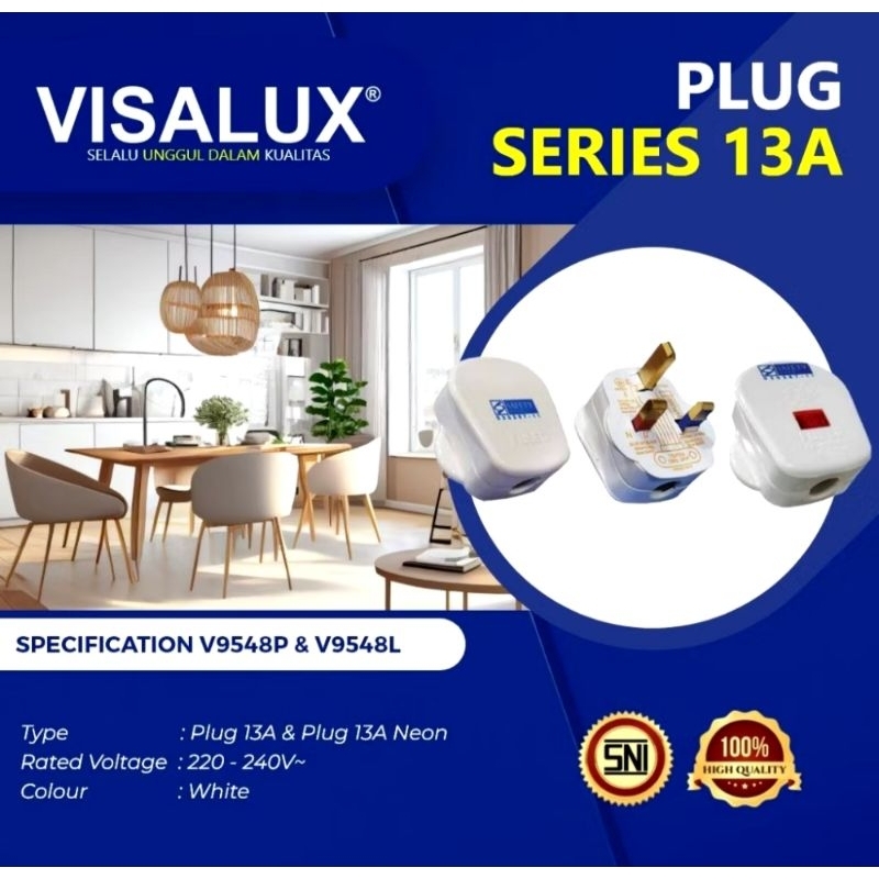 Jual Steker AC Visalux V9548L Plug + Lampu indikator 13A 220 - 240v ...