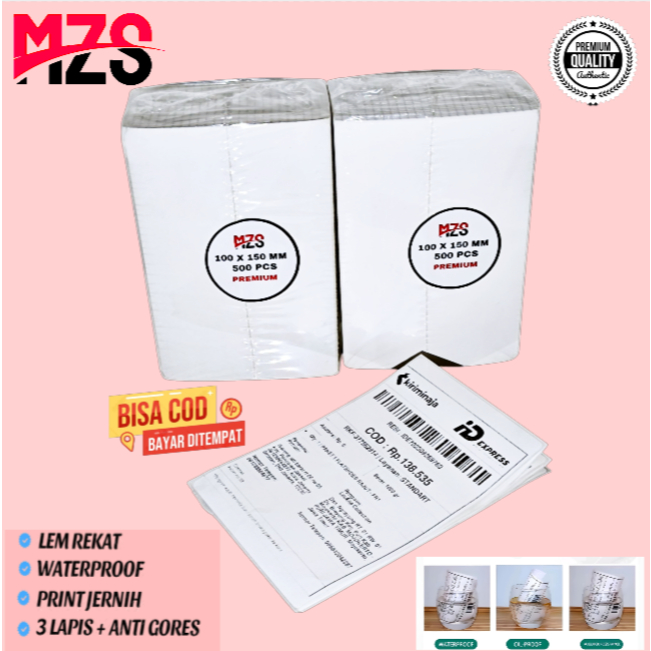 Jual Kertas Sticker Label Thermal Resi 100x150 mm Lipat | Isi 500 Lembar per Pack | Shopee Indonesia