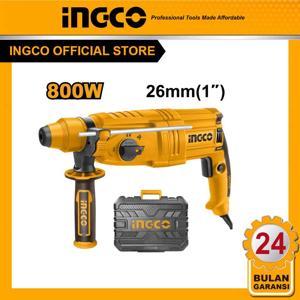 Jual (INGCO) - INGCO 1 SET MESIN BOR ROTARY HAMMER DRILL 26MM 800W BOR ...