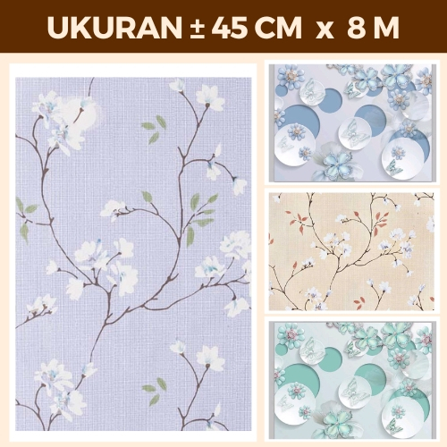 Jual Stiker Wallpaper Dinding Bunga Sakura Dasar Ungu Cream Soft ...