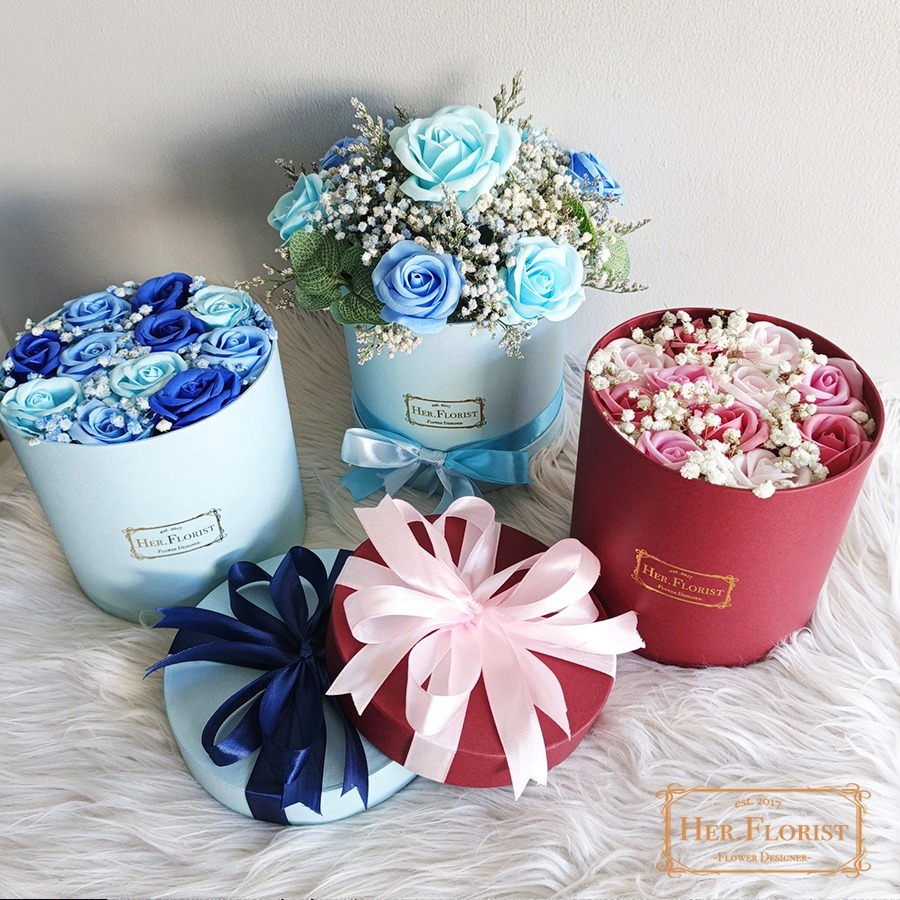 Jual HER.FLORIST [IN OUT Box] Kado Soap Flower, Baby Breath + Extra ...