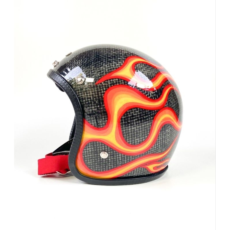 Jual Slimhead Helmets 500Ttx RAW Custom Flame. Helm Vespa, Helm Harley ...