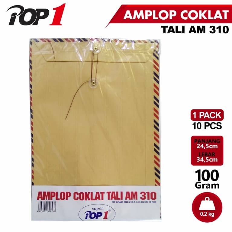 Jual (1pack =isi 10) Amplop coklat tali Folio 310 Lamaran kerja ...