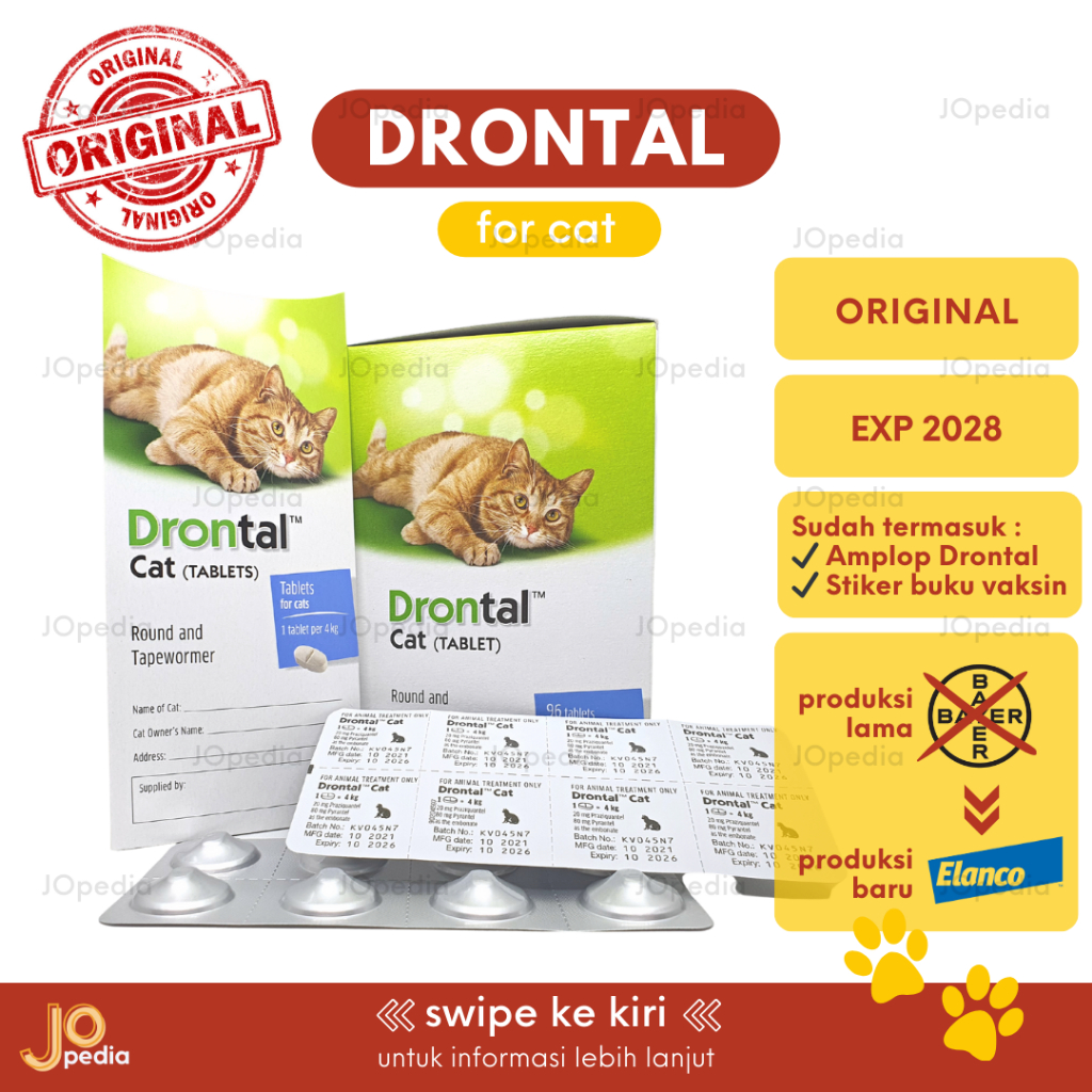 Jual DRONTAL CAT Obat Cacing Kucing Drontal Kucing Exp 2028 Elanco Ecer ...