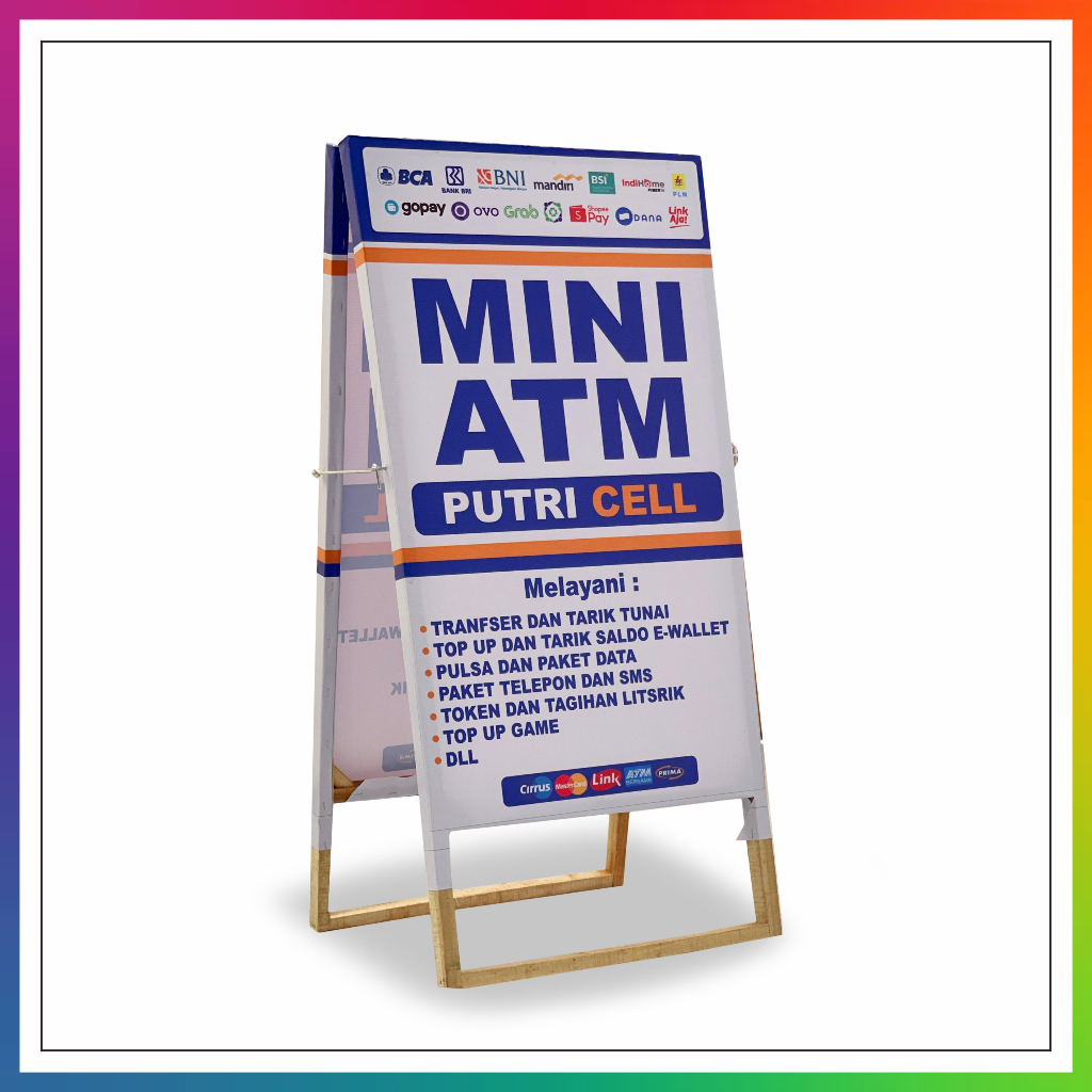 Jual Stand Banner Fullset Berdiri Mini ATM | Spanduk Segitiga Lipat ...