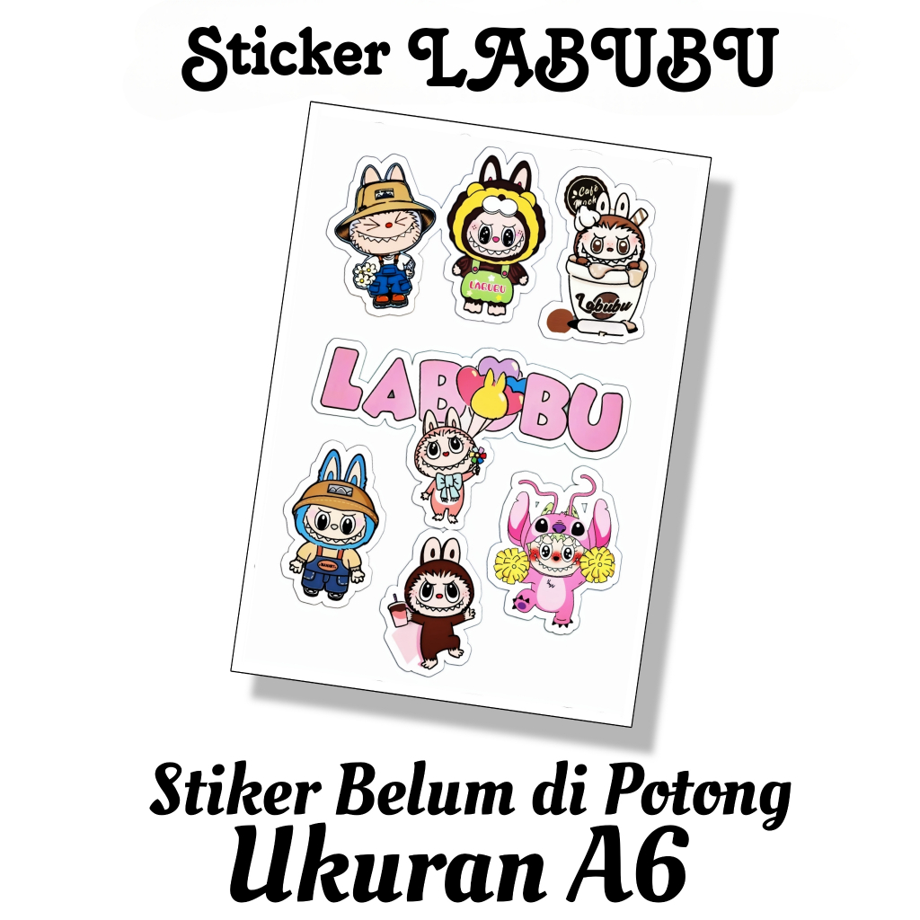 Jual STIKER LABUBU / STIKER BELUM DIPOTONG BAHAN VINYL UKURAN A6 ...