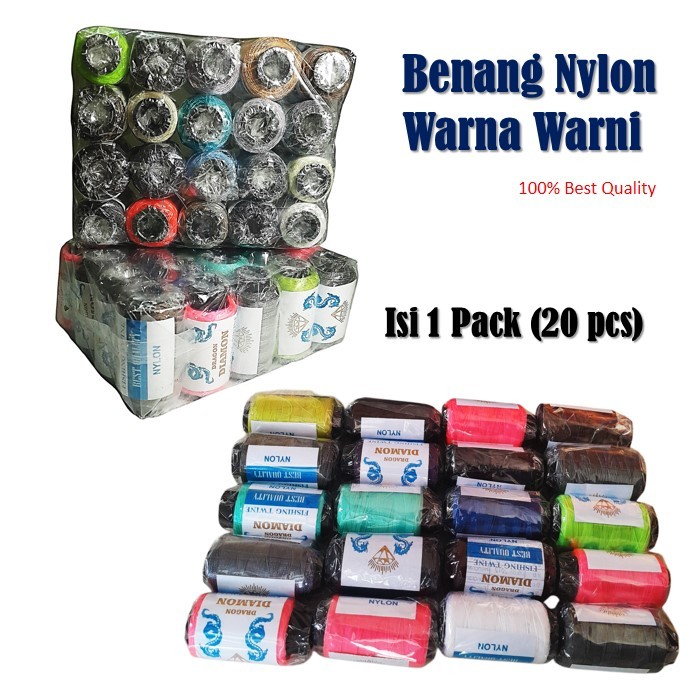Jual Benang nylon || Nilon warna Campuran Kuat Serbaguna harga Per 1 ...