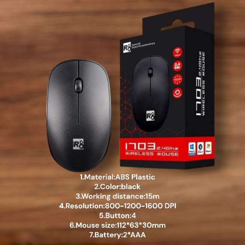 Jual MOUSE WIRELESS 1703 4D ORIGINAL RESMI R8+FREE BATERY | Shopee ...