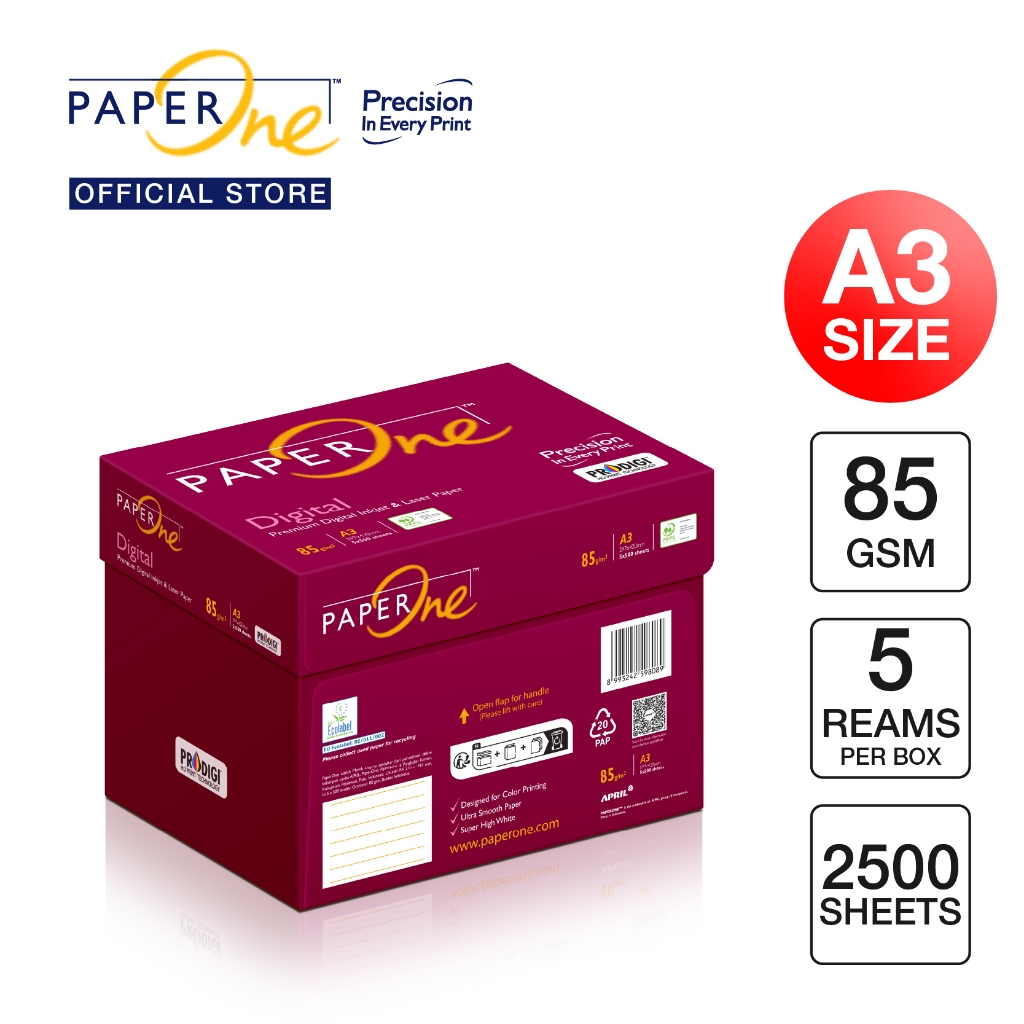 Jual PaperOne Kertas A3 85gr Digital 1 Box (2500 lembar) Kertas HVS A3 ...