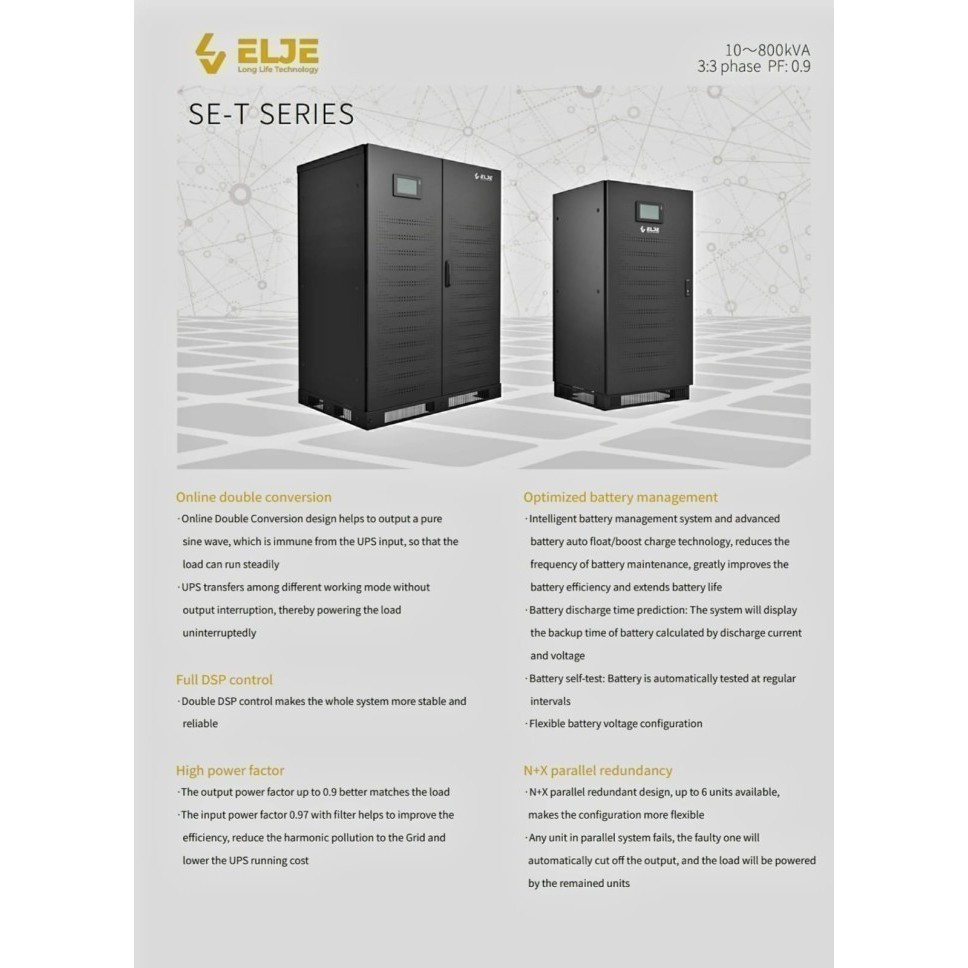 Jual ELJE UPS Online Double Conversion SE-T300 300 KVA 270 KW IO 3 ...