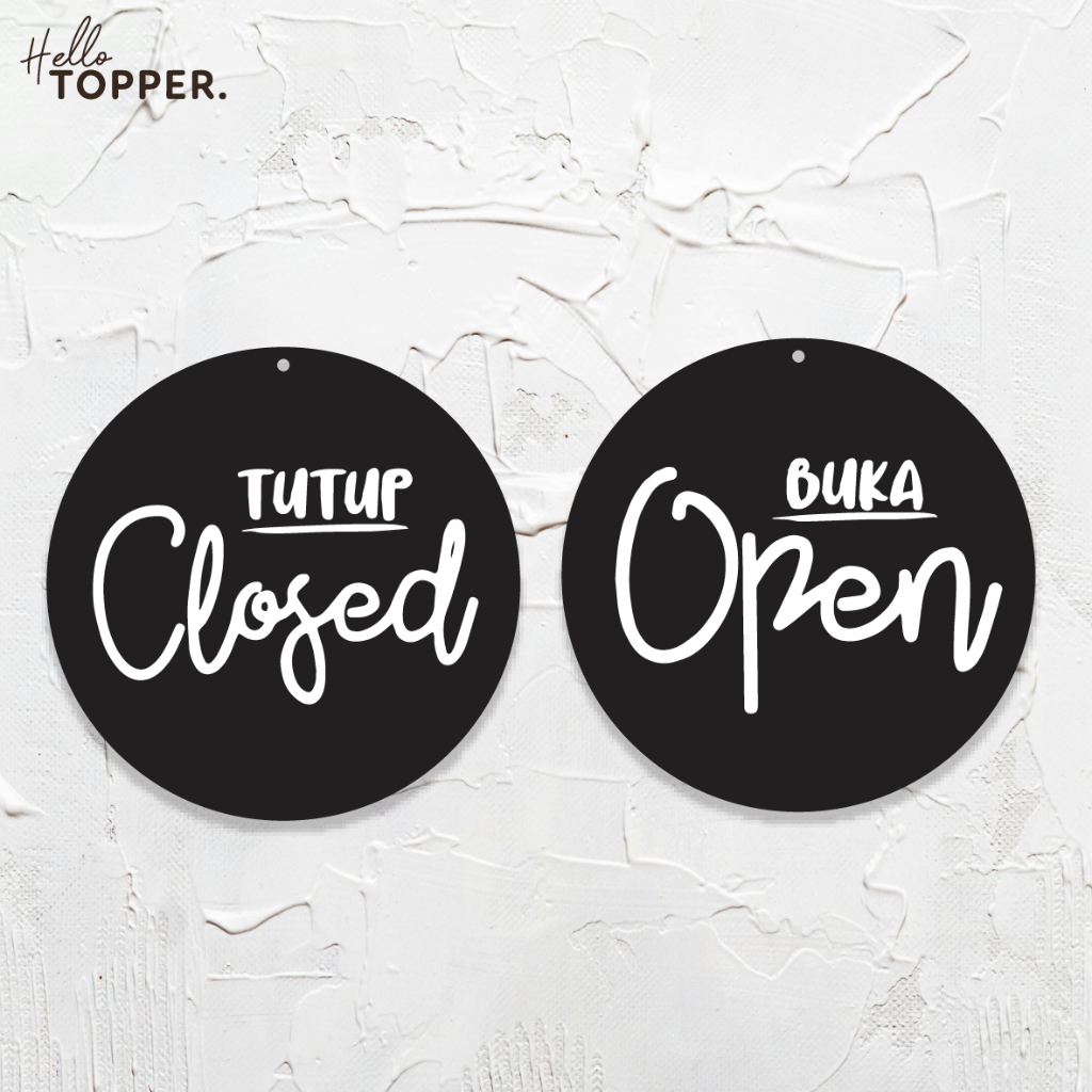 Jual Sign Open Closed Bulat Akrilik UV Print Buka Tutup Signage Acrylic ...