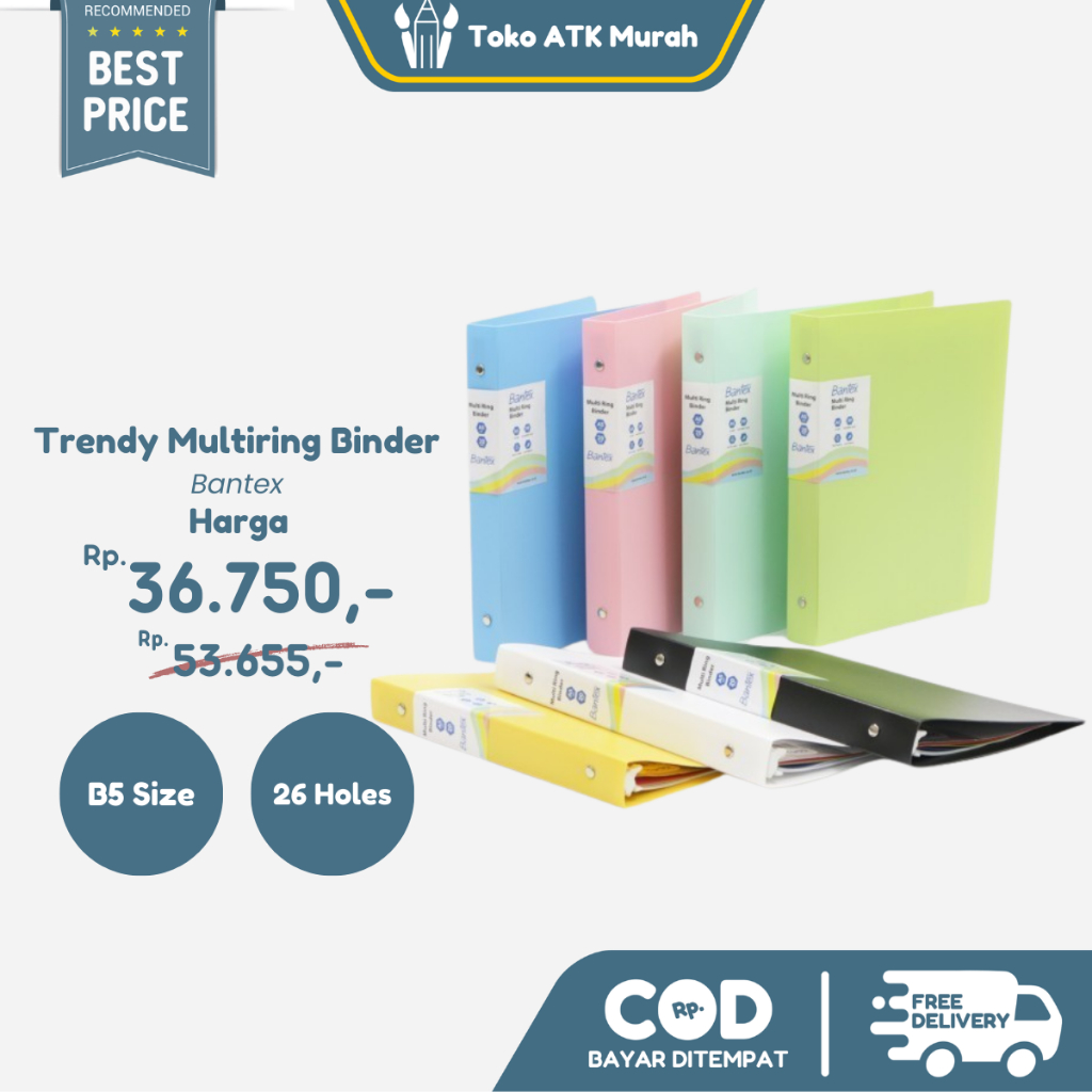 Jual Bantex B5 Pastel Trendy Multi Ring Binder 26 Hole #3126 | Shopee ...