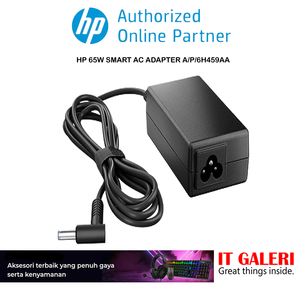 Jual Charger laptop HP 65W SMART AC ADAPTER Pin Biru /P/6H459AA ...