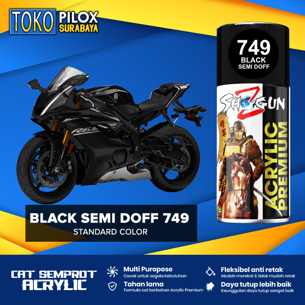 Jual Cat Semprot Pilox Shogun Z 300CC Acrylic Premium Black Semi Doff ...