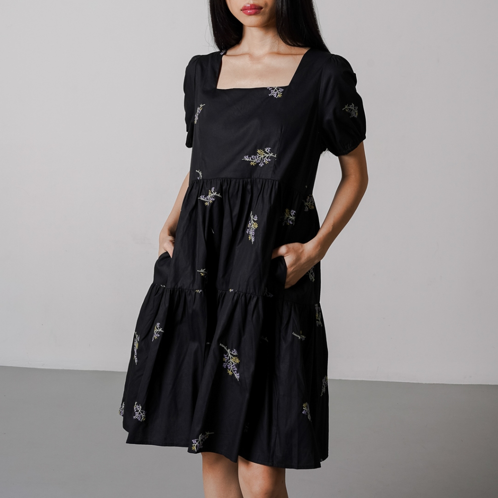 Jual This Is April Gaun Midi Wanita Stylish Lengan Pendek Eliz Dress ...