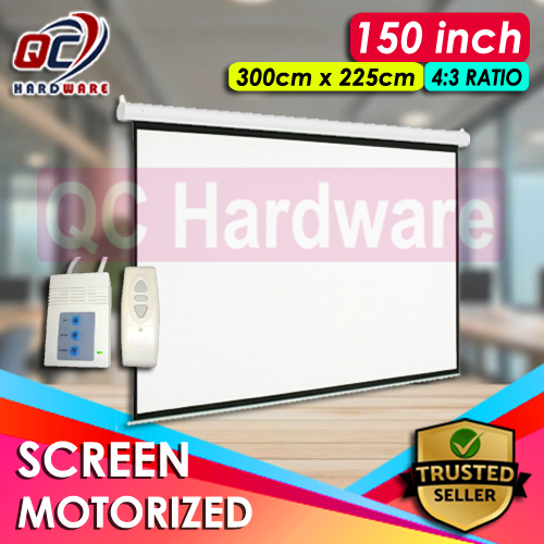 Jual Screen Projector Motorized 150" inch 4:3 - Layar Proyektor Remote ...