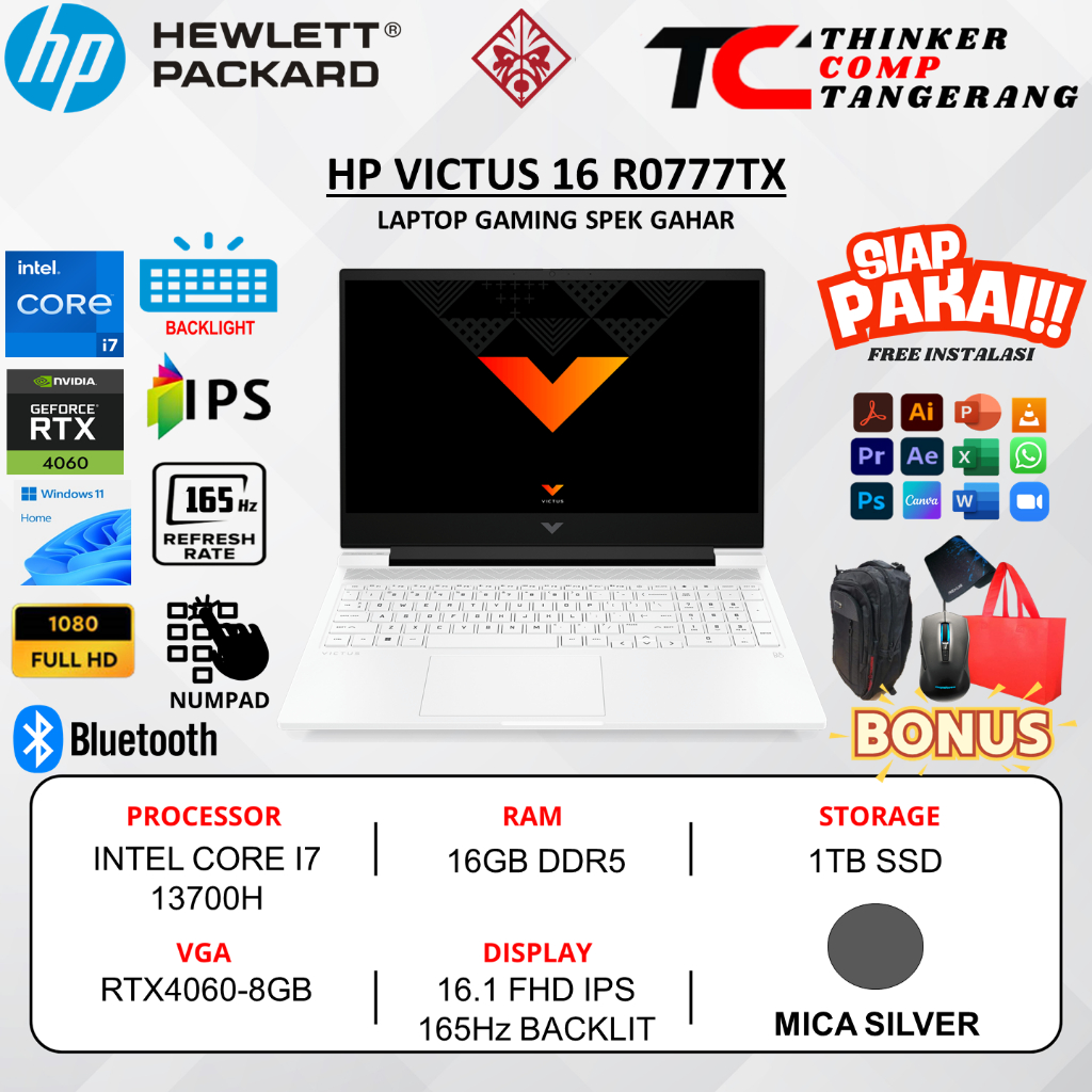 Jual Laptop Gaming Hp Victus R0777TX Intel i7 13700H 32GB SSD 1 TB ...