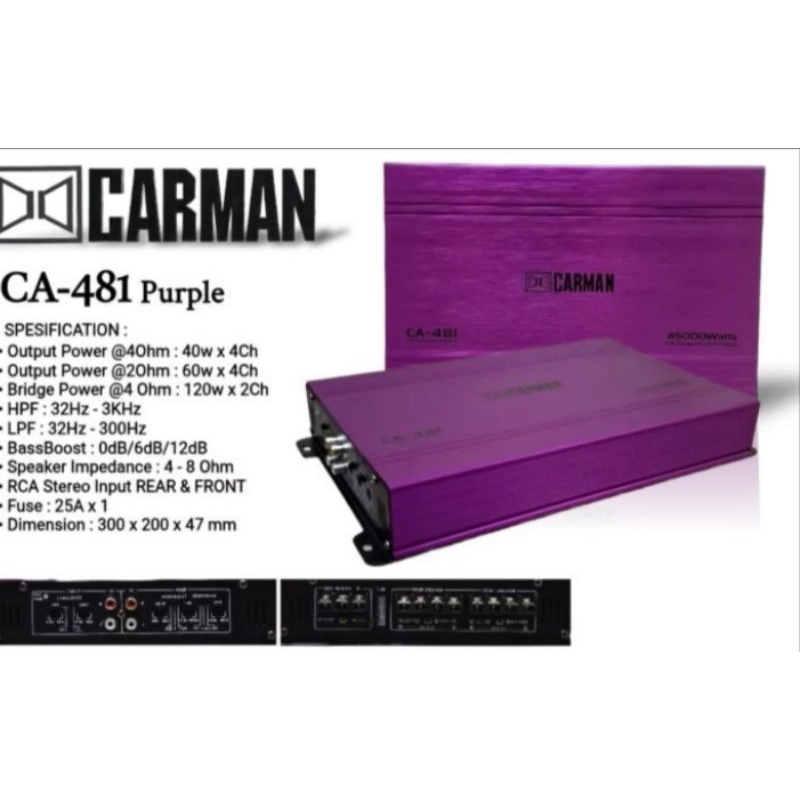 Jual Power Audio Mobil 4 Chanel Carman CA 481 CA 400 45000 Watt