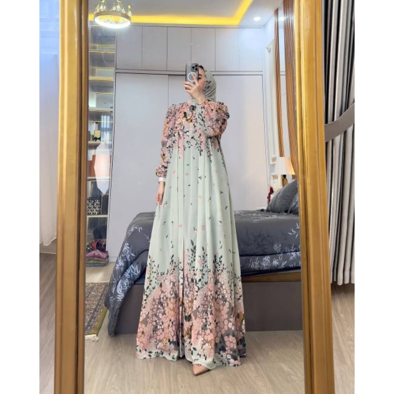 Jual Gamis set hijab new prodak motip bunga | Shopee Indonesia