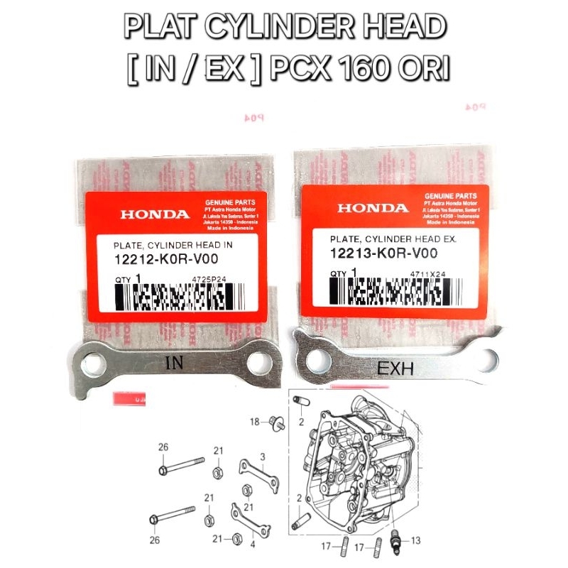 Jual PLAT CYLINDER HEAD PCX 160 ADV 160 STYLO 160 IN EX SET ORIGINAL ...