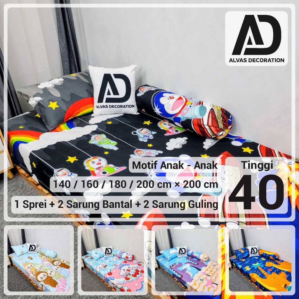 Jual Sprei Motif Karakter Anak Ukuran Lebar 140, 160, 180, 200 cm x ...