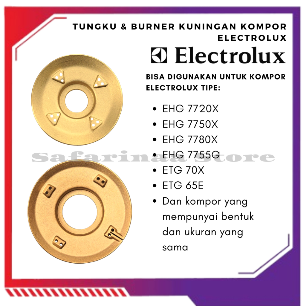 Jual BURNER KUNINGAN KOMPOR ELECTROLUX TYPE EHG 7720X, EHG 7750X, EHG 7780X, EHG7755G, ETG 70X ...