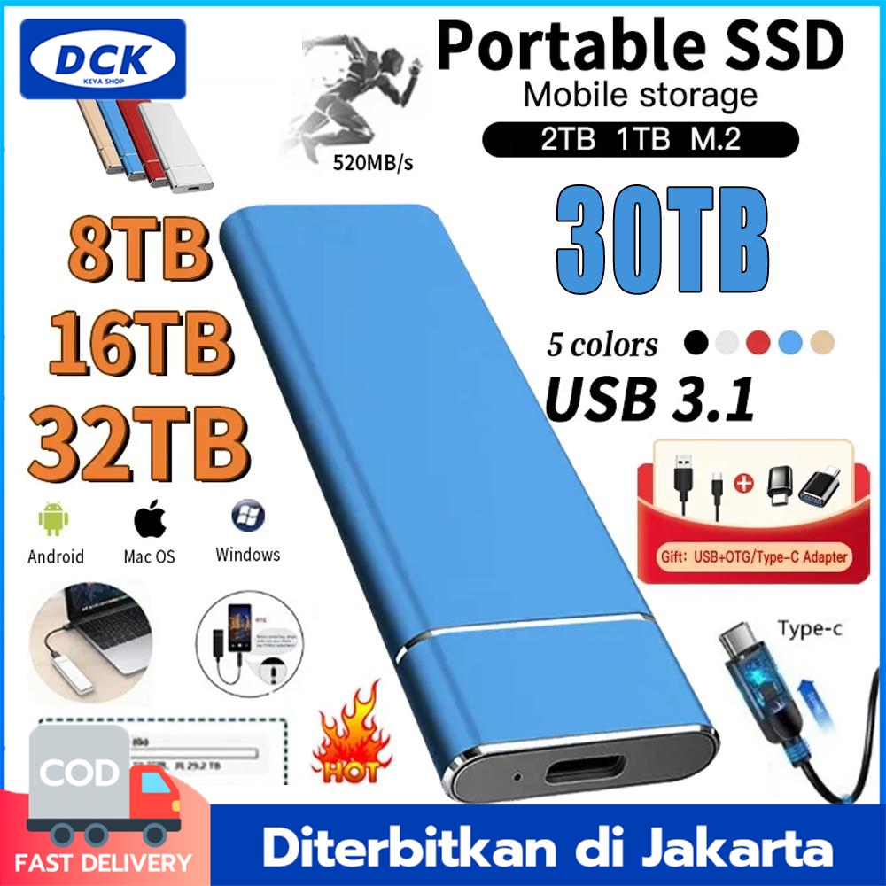 Jual USB3.1 Upgraded SSD Portable External SSD 30TB High Speed SSD 1TB 4TB Solid Hard Drive Type ...