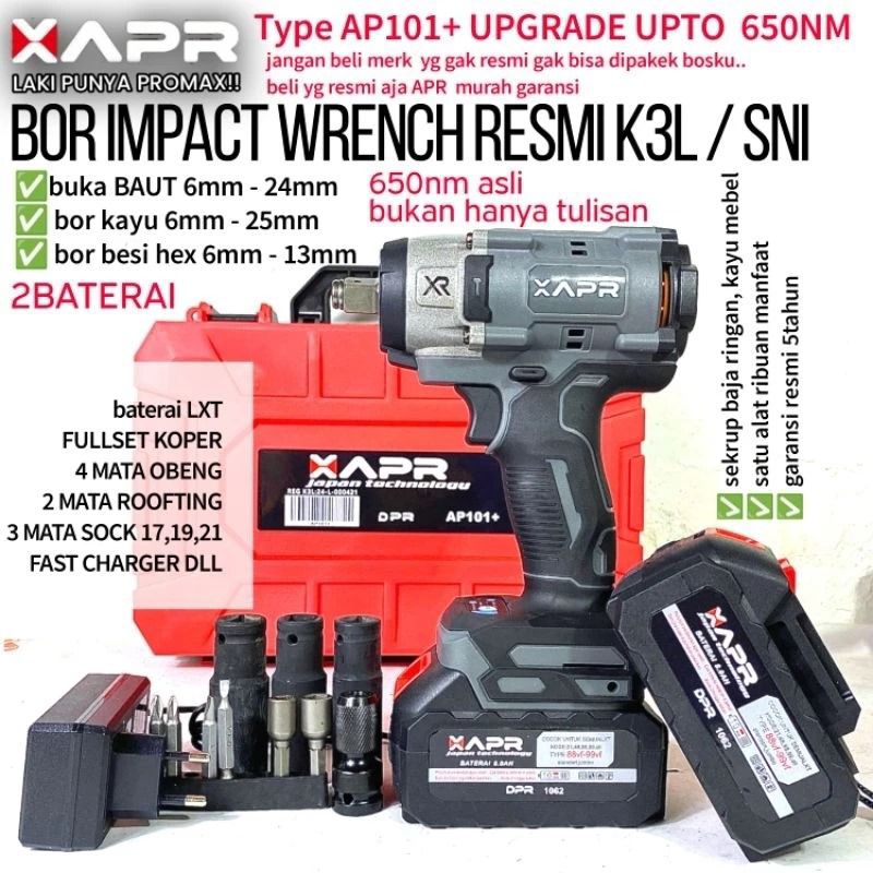 Jual Raja bor impact wrench APR AP101+ 650NM 1/2inch standart pembuka ...