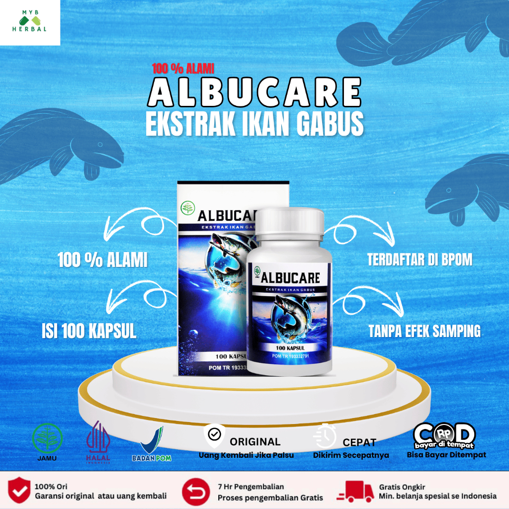 Jual ALBUCARE 100% ASLI Legalitas BPOM, Isi 100 Kapsul - Kapsul Ikan Gabus / Ikan Kutuk Kapsul ...