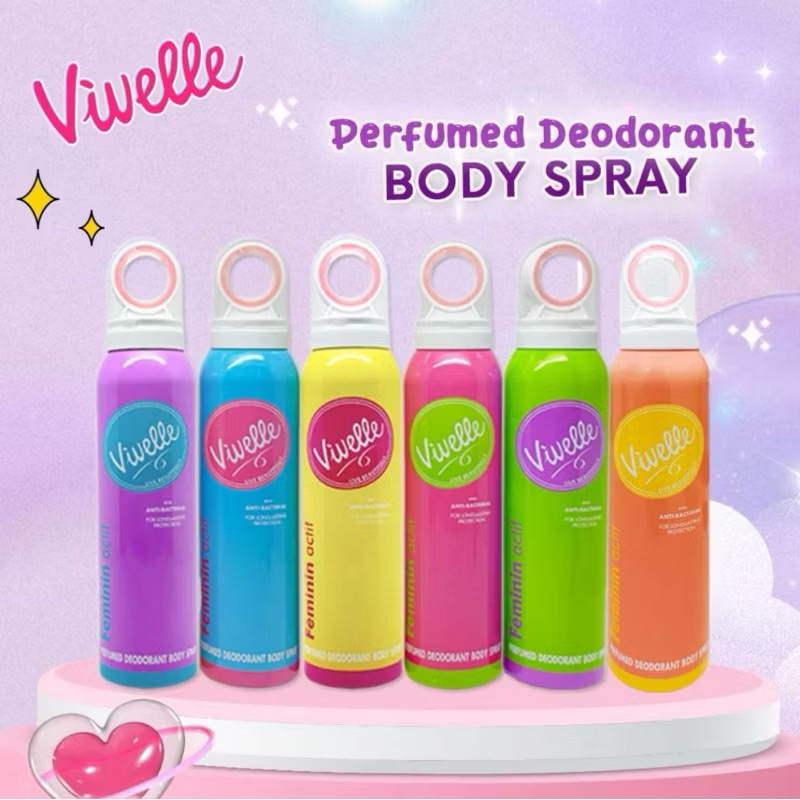 Jual Vivelle Body Spray Deodorant Perfumed With Anti Bacterial 150ML ...