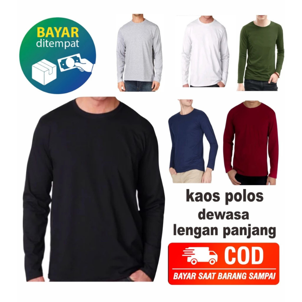 Jual KAOS POLOS DEWASA LENGAN PANJANG ATASAN LENGAN PANJANG KAOS OBLONG ...
