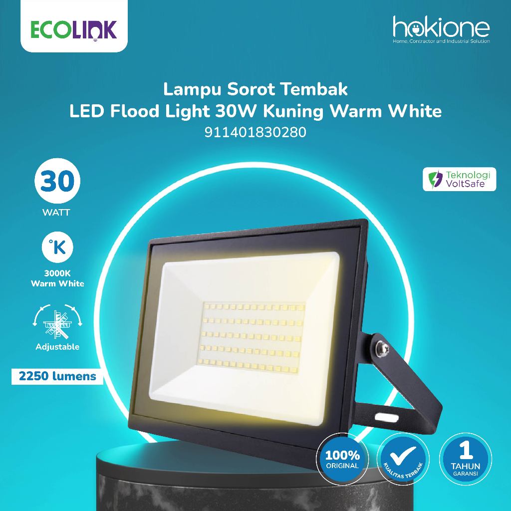 Jual Ecolink Lampu Sorot Tembak Outdoor LED Flood Light 30W Kuning Warm White | Shopee Indonesia