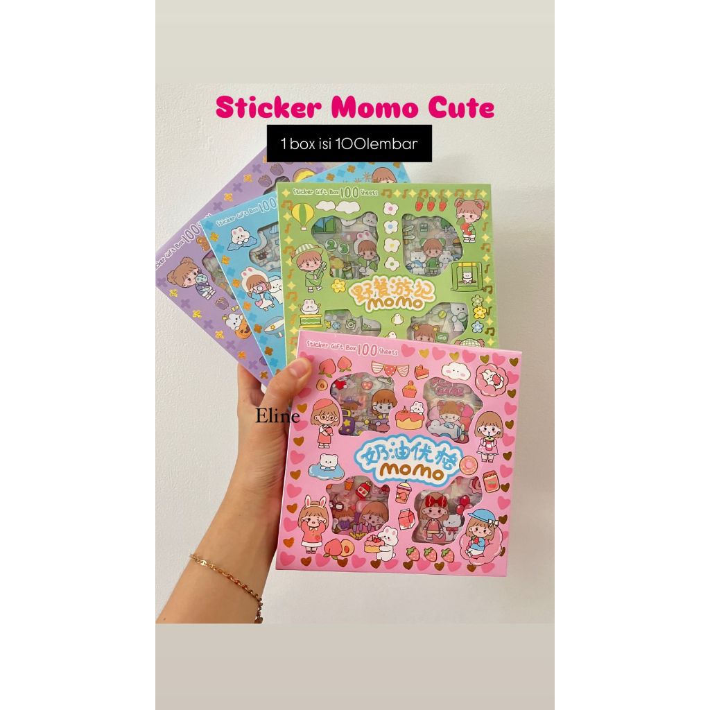 Jual STICKER MOMO WATERPROOF ISI 100 LEMBAR PER BOX Anti Air Korea Lucu ...