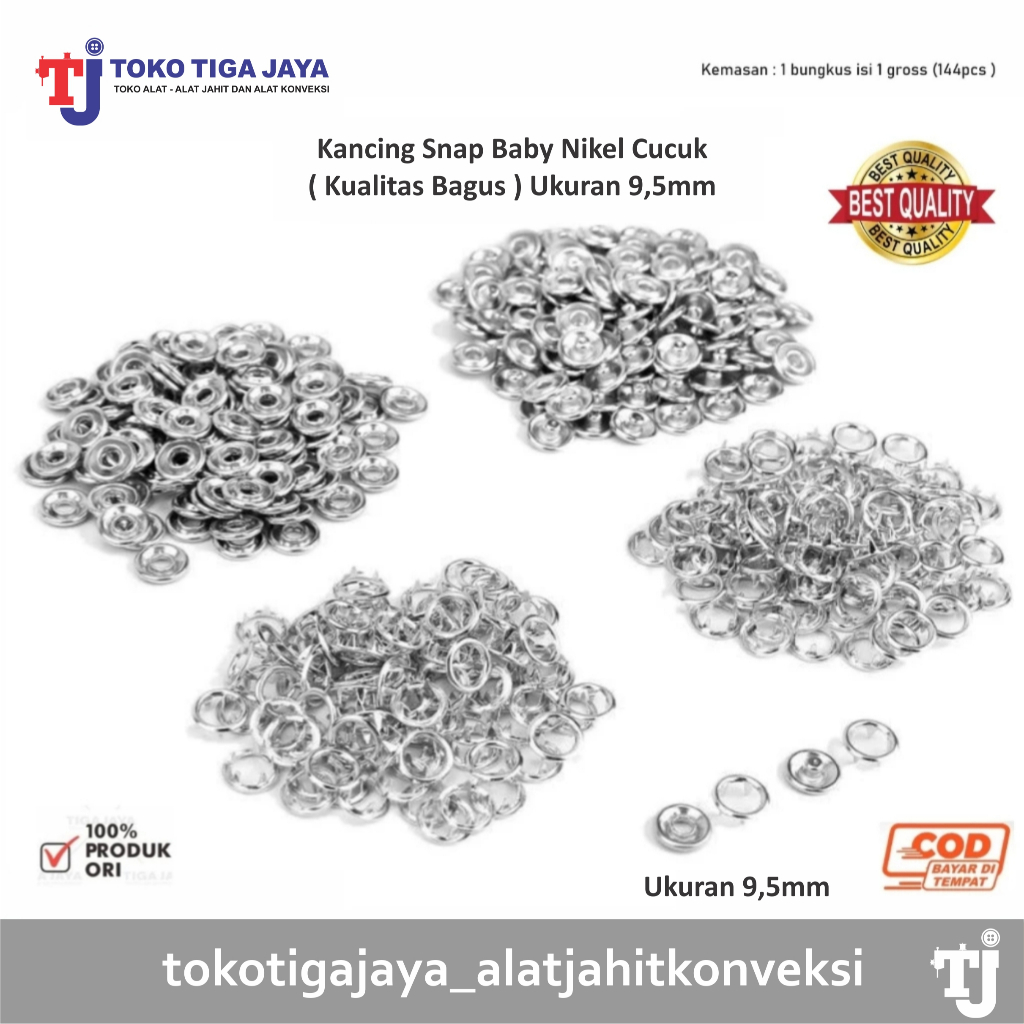 Jual TOKO TIGA JAYA kancing Snap Baby Nikel silver SP-95 Kancing 220 ...