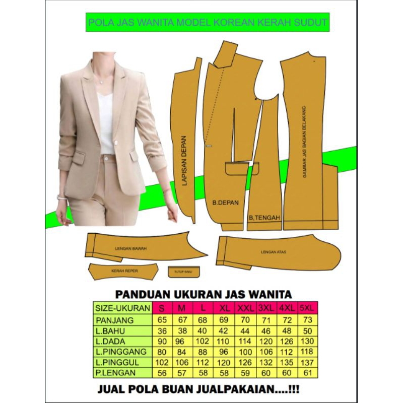 Jual Pola jas wanita blezer 5 ukuran kantoran S . M .L XL .XXL | Shopee ...