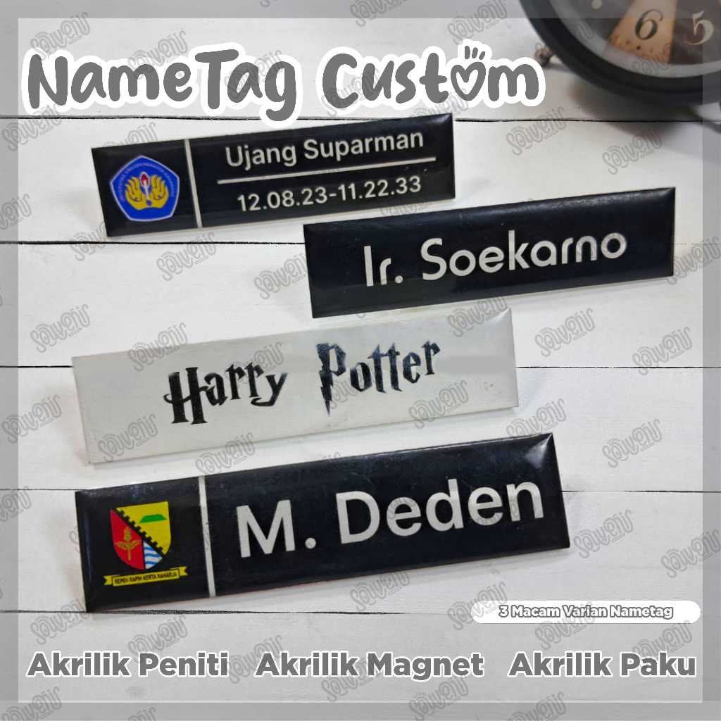 Jual NAME TAG NAMETAG NAMA DADA AKRILIK CUSTOM DESAIN PENITI MAGNET ...