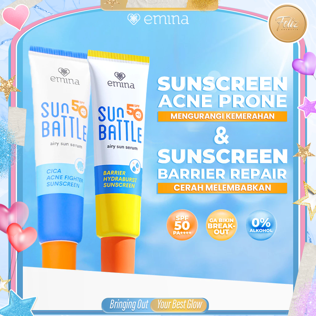 Jual * FELIZ * EMINA Sun Battle Spf 50 Pa++++ Sunscreen 30ml | Shopee ...