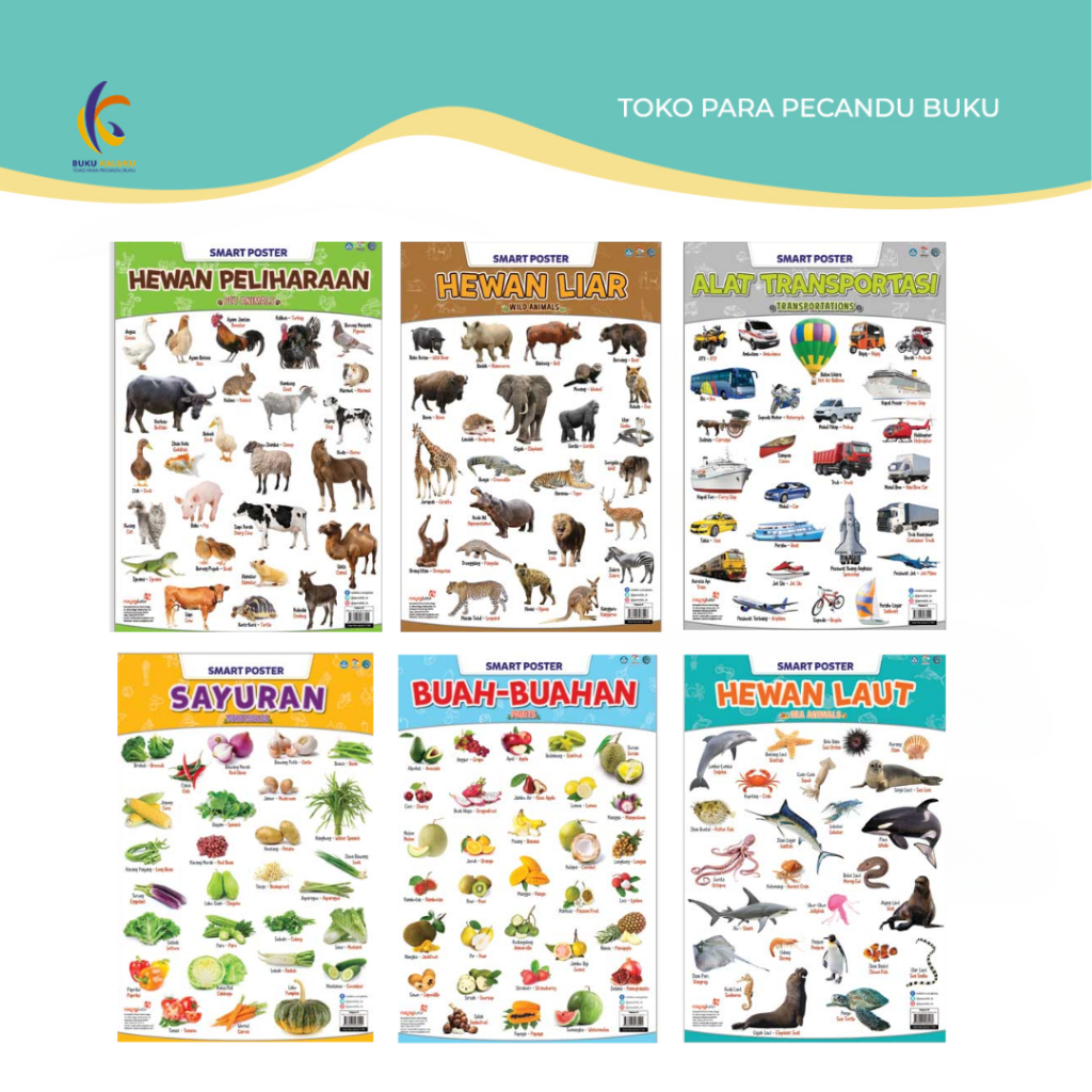 Jual Seri Smart Poster Hewan Peliharaan Hewan Liar Alat Transportasi ...