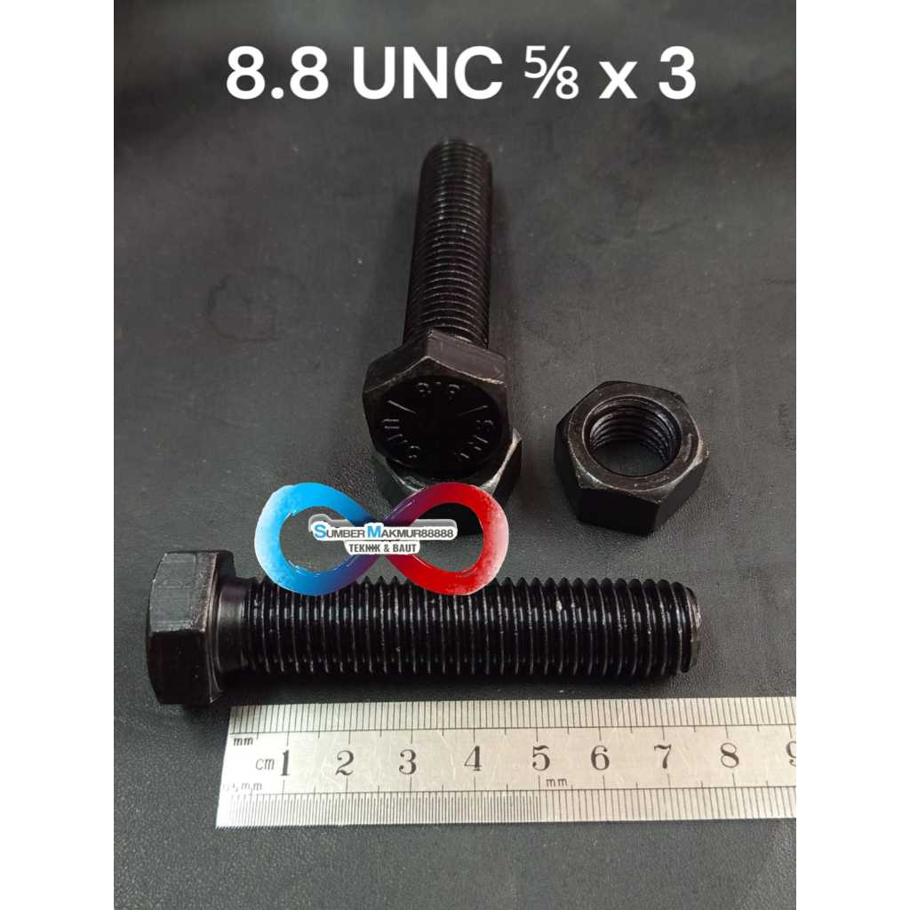 Jual Baut Mur Baja htb (grade 8.8) 5/8 x 3 p.2.00 | Shopee Indonesia