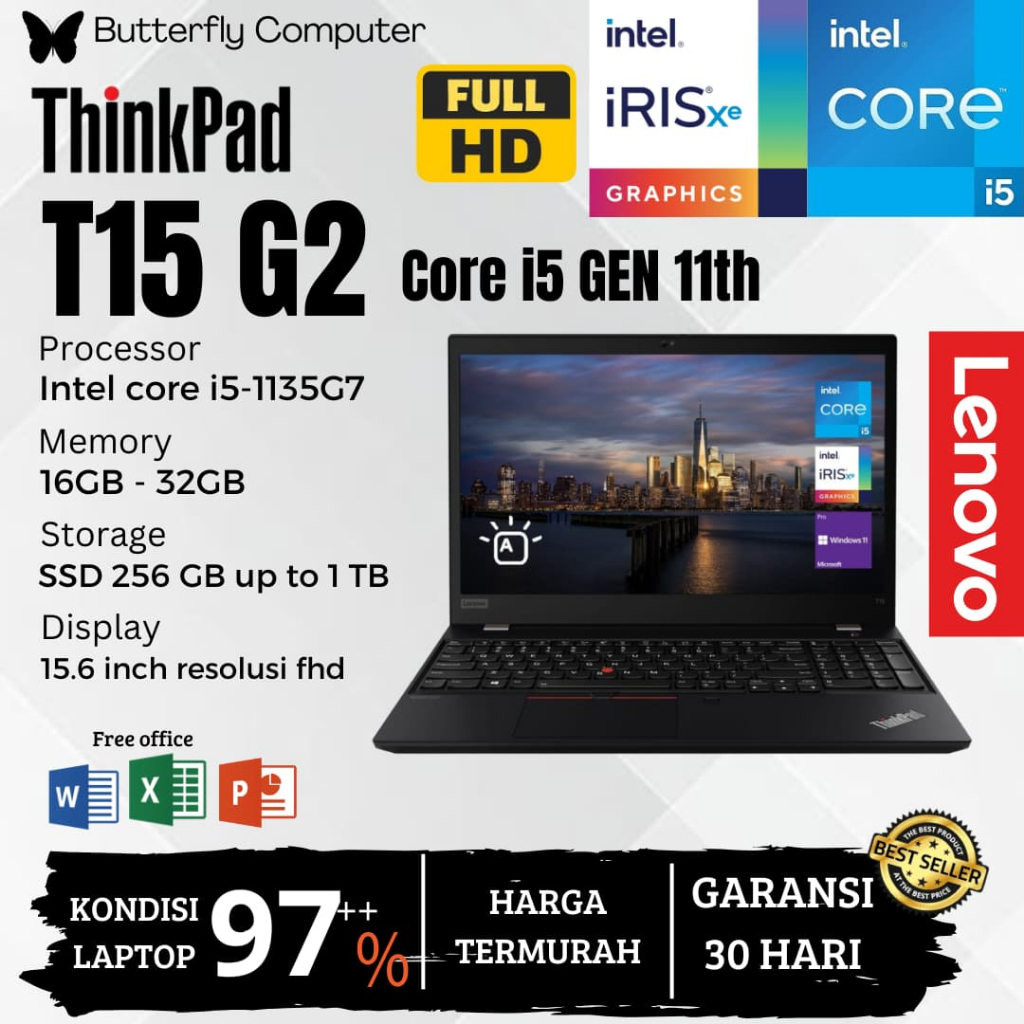 Jual Laptop Lenovo ThinkPad T15 G2 Core i5 Gen 11Th - RAM 16GB SSD 1TB ...