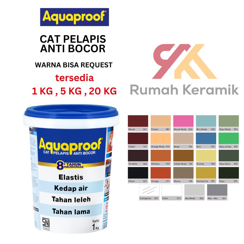 Jual AQUAPROOF Exterior Anti Bocor 1 KG & 5 KG | Cat Tembok Exterior Anti Air / Cat Dinding ...