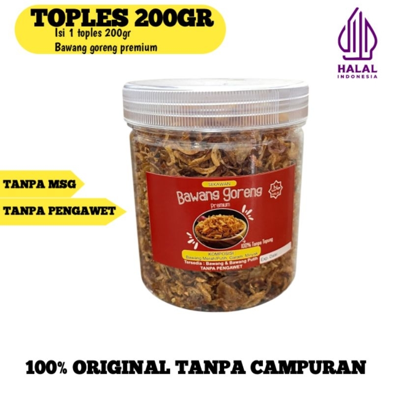 Jual Bawang Goreng Premium Toples 500ml / 200gr. Brambang Goreng Original Tanpa Campuran ...