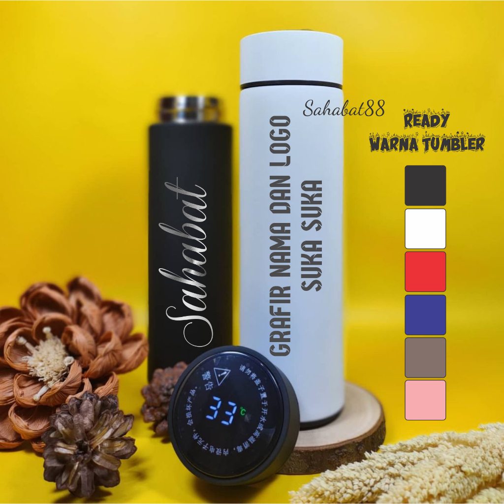 Jual Tumbler LED Custom Nama dan Logo 500ml Stainless Steel | Shopee ...