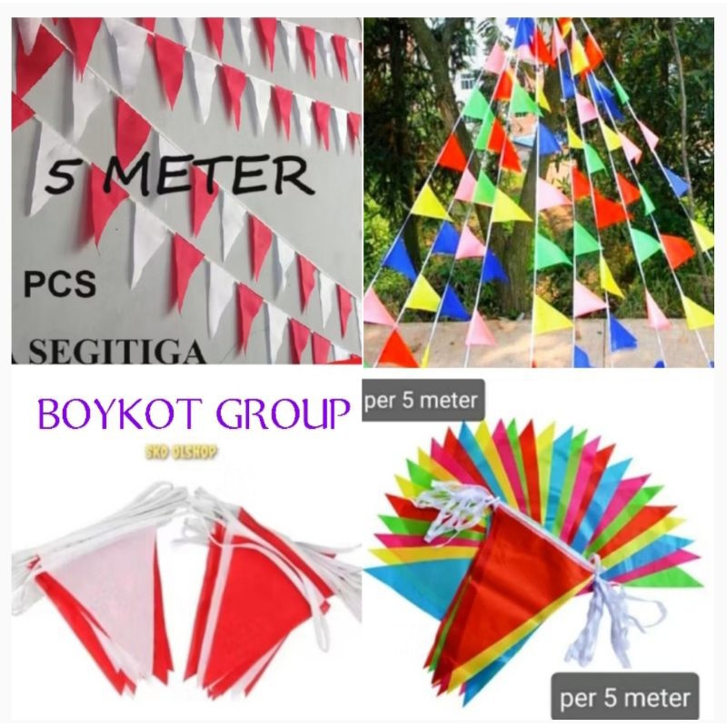 Jual Bendera segitiga renteng merah putih / warna warni / Bahan kain bendera umbul2 merah putih ...