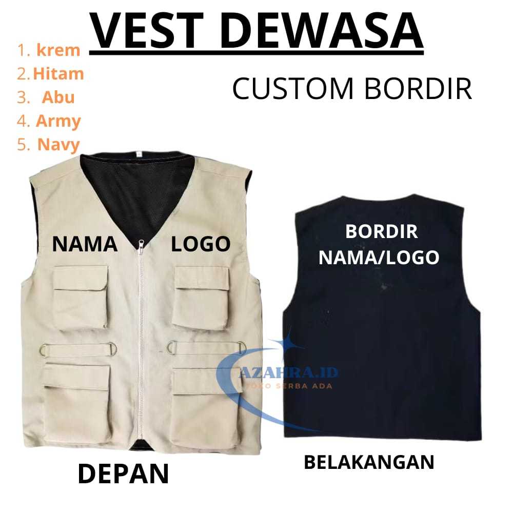 Jual Rompi Dewasa Bordir Nama/Logo Rompi Outdoor Untuk Bebagai Kegiatan ...