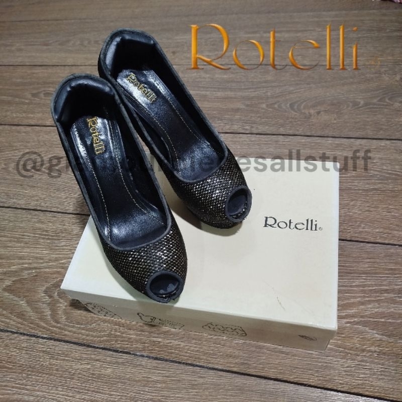 Jual New Sepatu High Heels Black Gold Rotelli Size36 | Shopee Indonesia