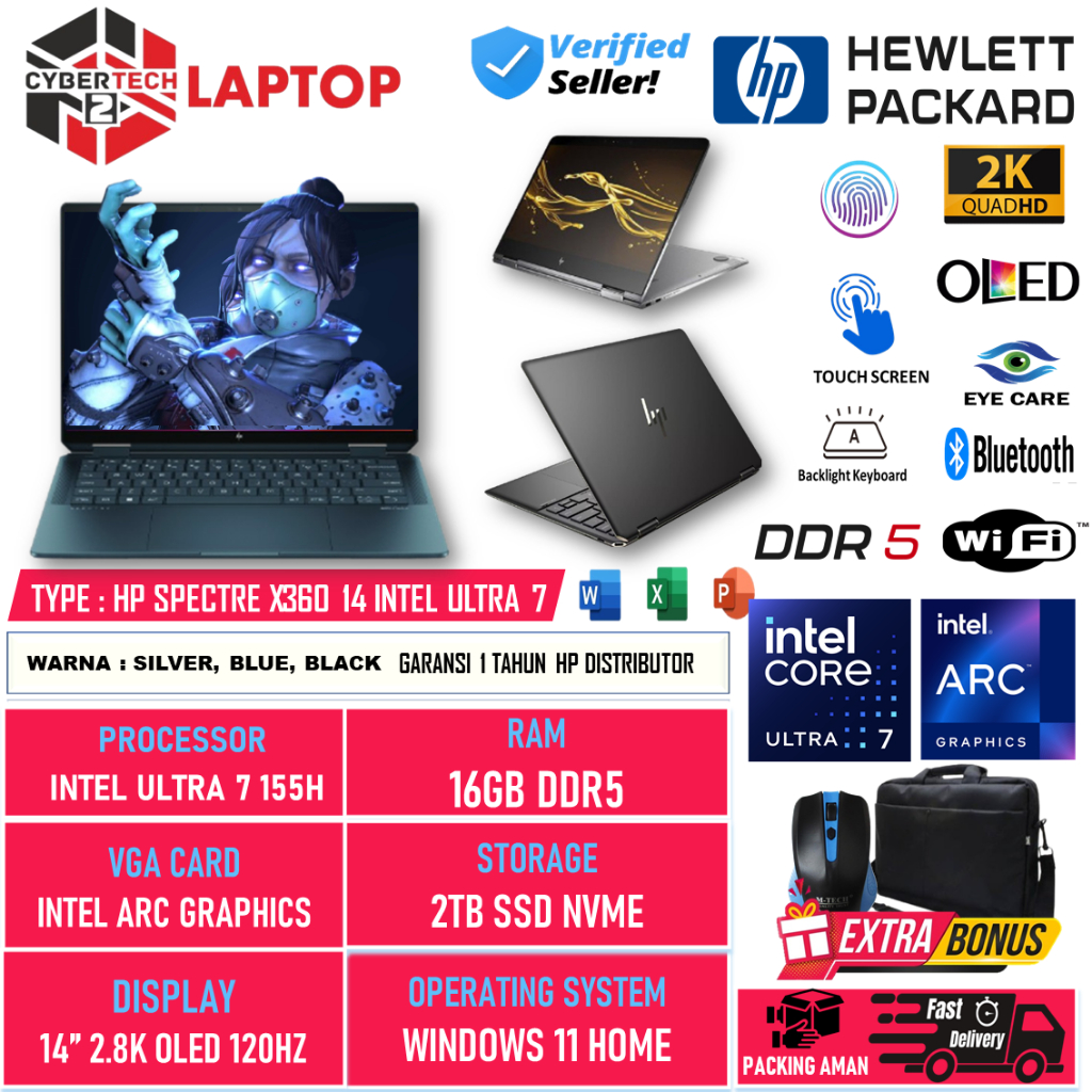 Jual Promo Laptop HP Spectre x360 2-in-1 Intel Ultra 7 Intel Arc ...